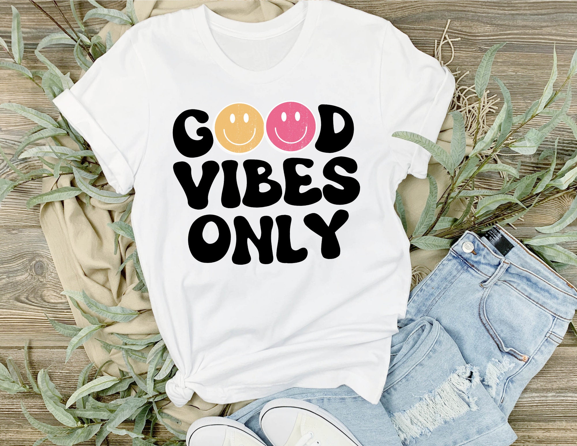 Good Vibes Only PNG Sublimation Design | Smile Face PNG Sublimation ...