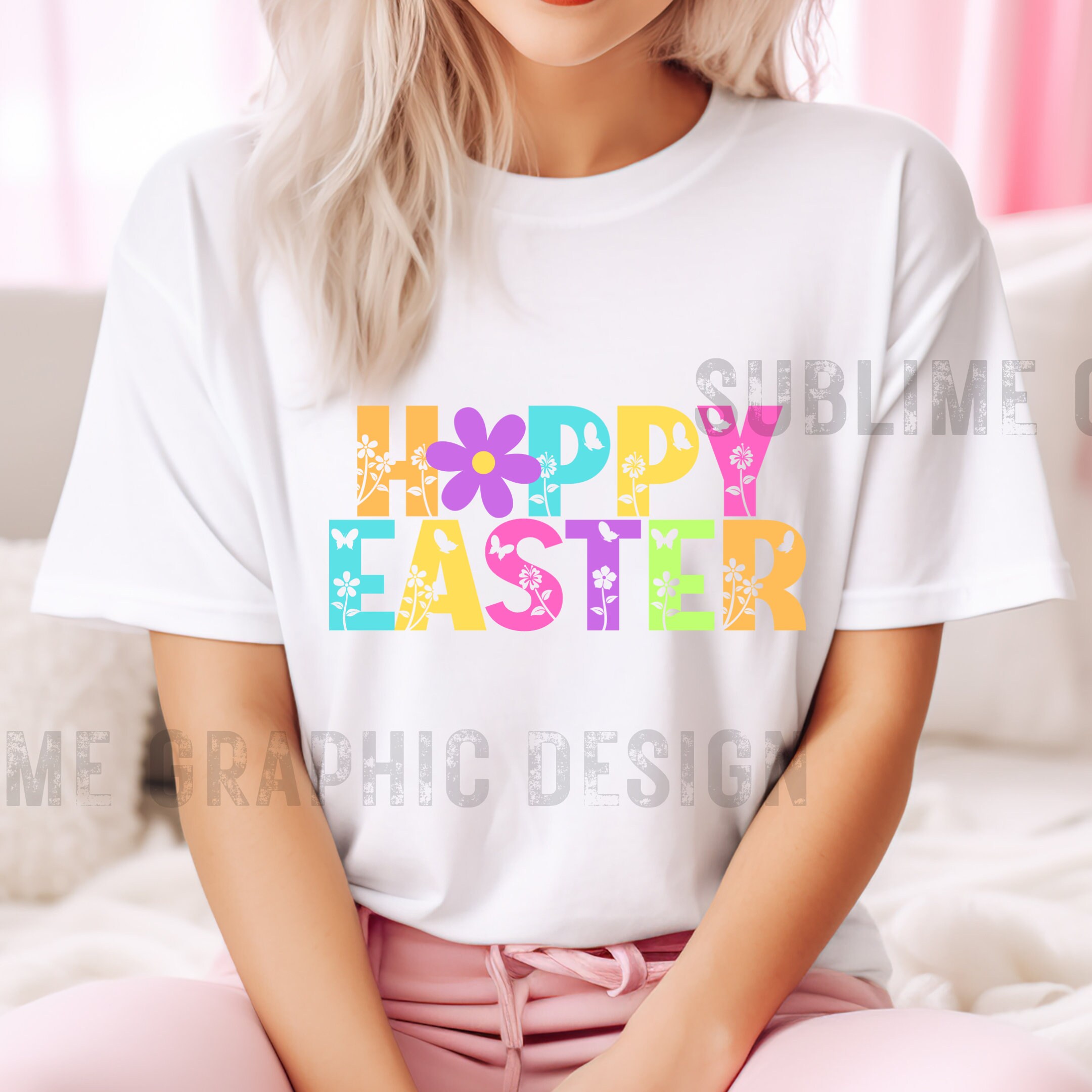 Easter PNG Sublimation Design | Happy Easter PNG | Easter Flowers PNG ...
