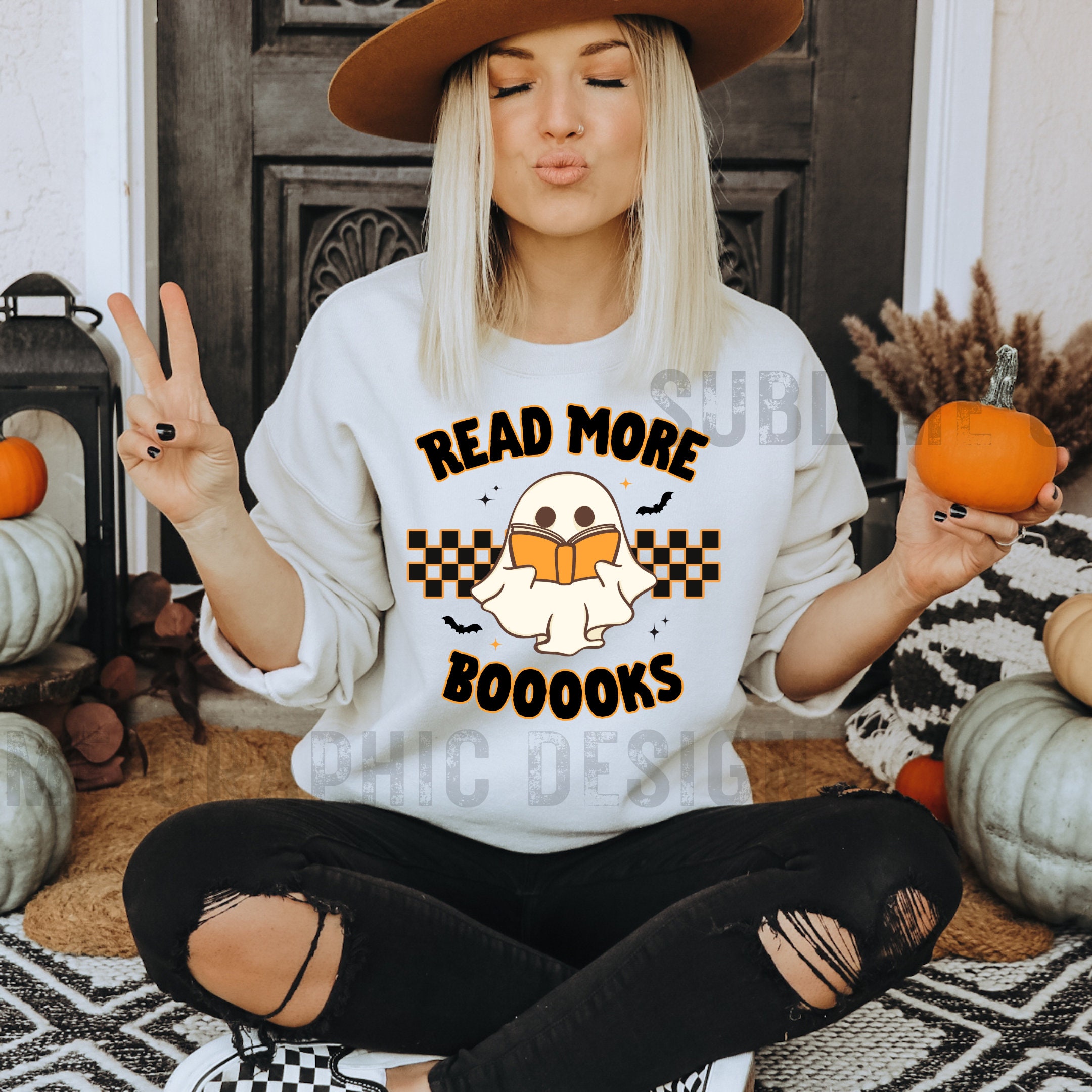 Read More Booooks Png Retro Ghost PNG Funny Halloween - Etsy