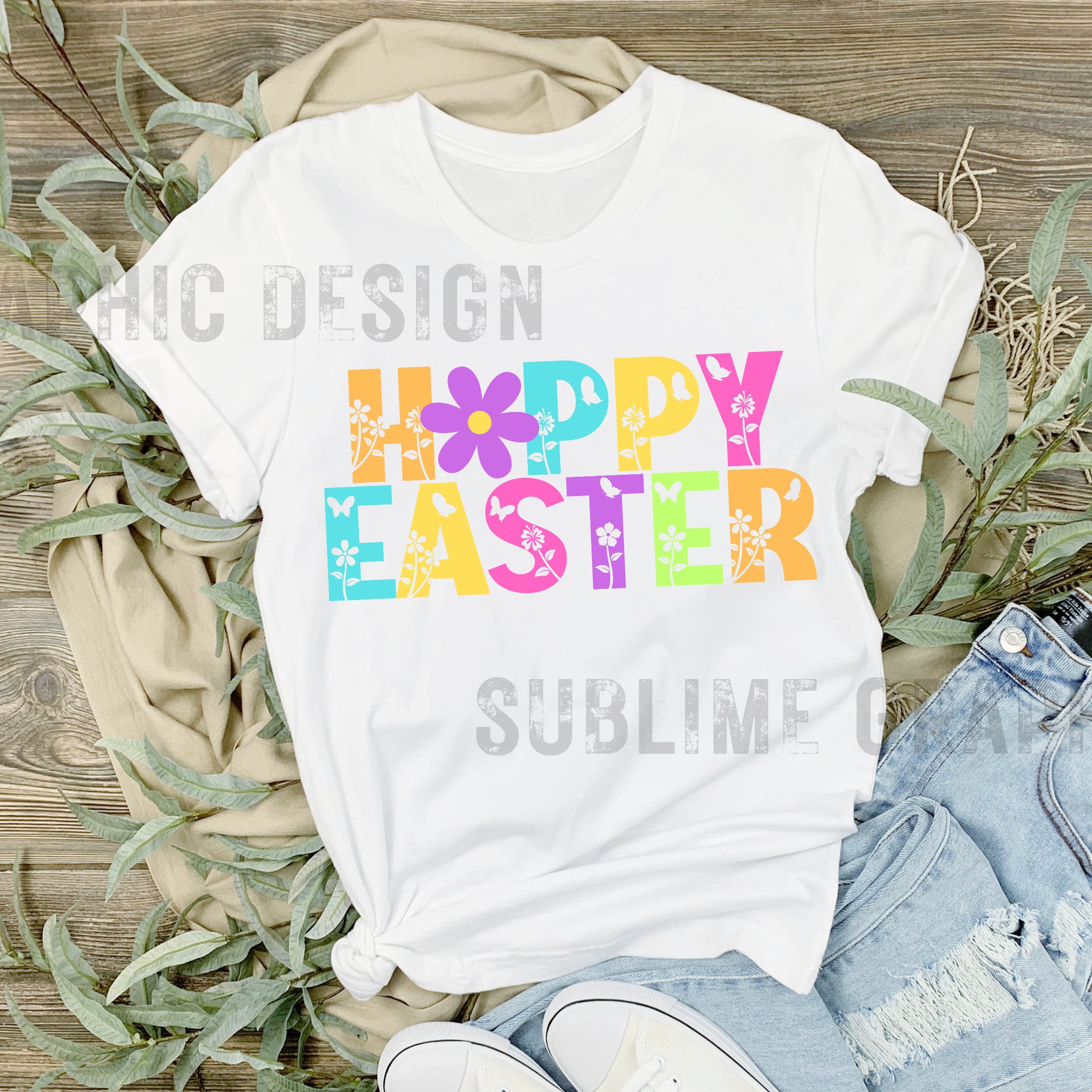 Easter PNG Sublimation Design | Happy Easter PNG | Easter Flowers PNG ...