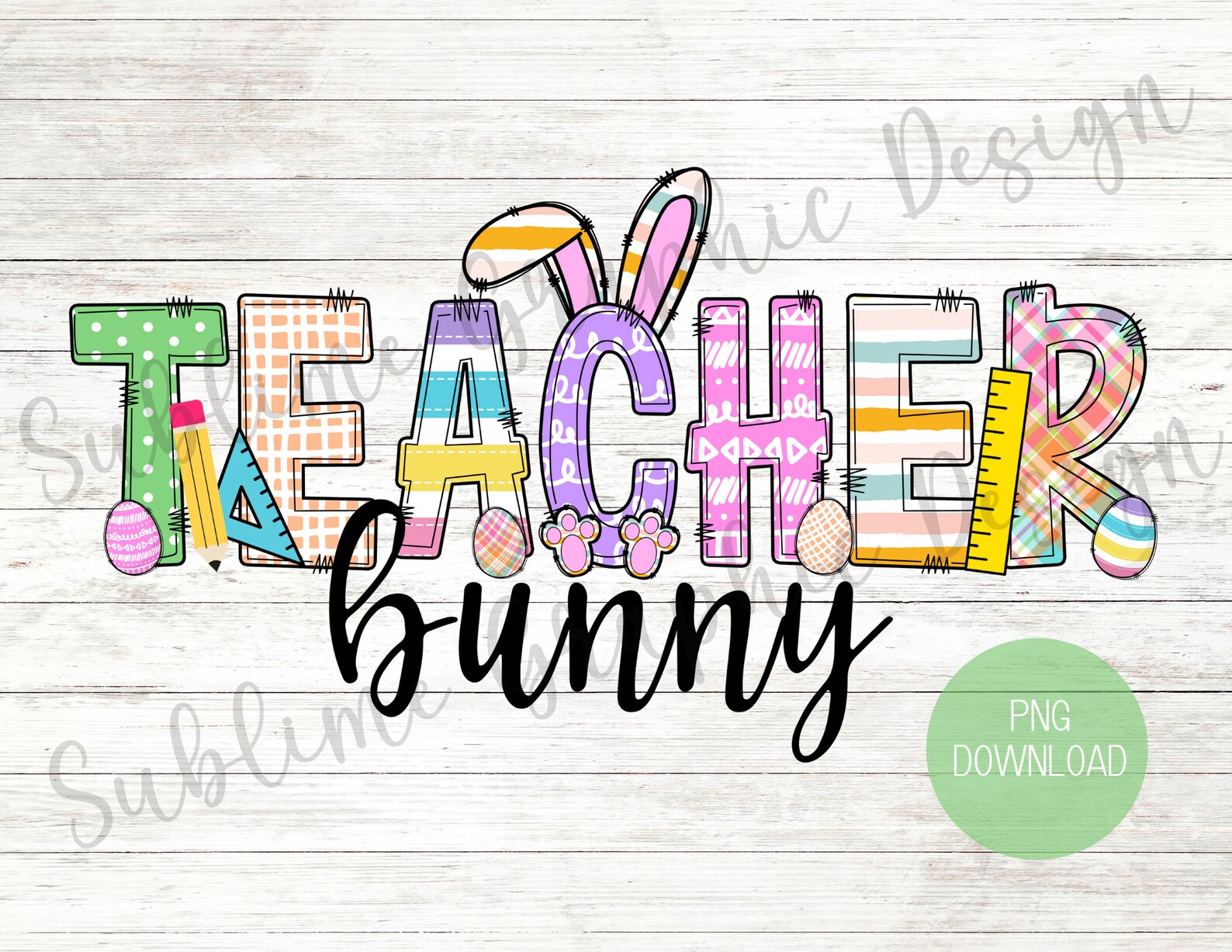 Teacher Easter PNG | Teacher Bunny PNG | Easter Sublimation PNG ...