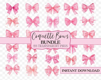 Watercolor Pink Ribbon Bow Clipart, Girl Coquette, Pink Bows, PNG ...
