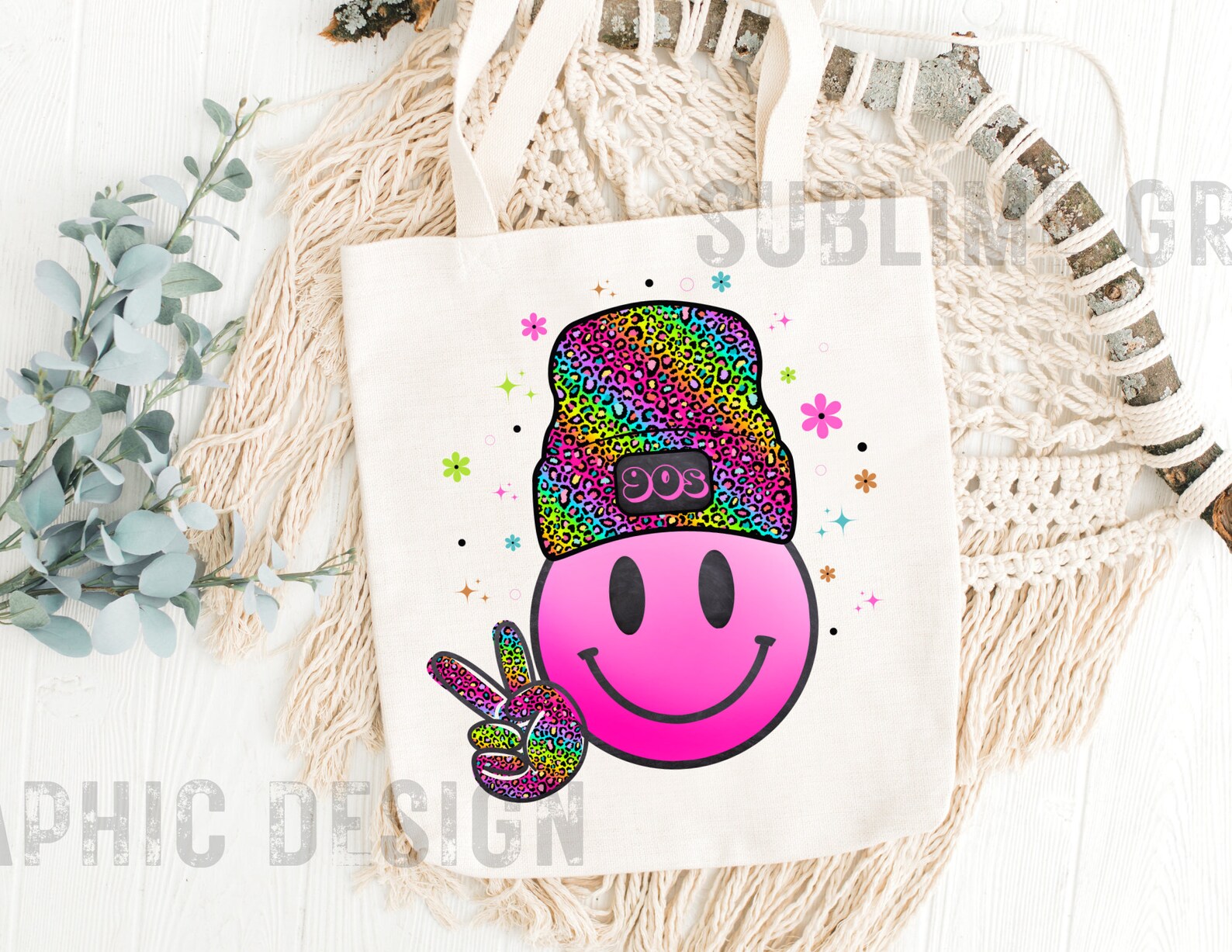 Leopard Rainbow Smile Face PNG Sublimation | 90s Smile Face PNG ...
