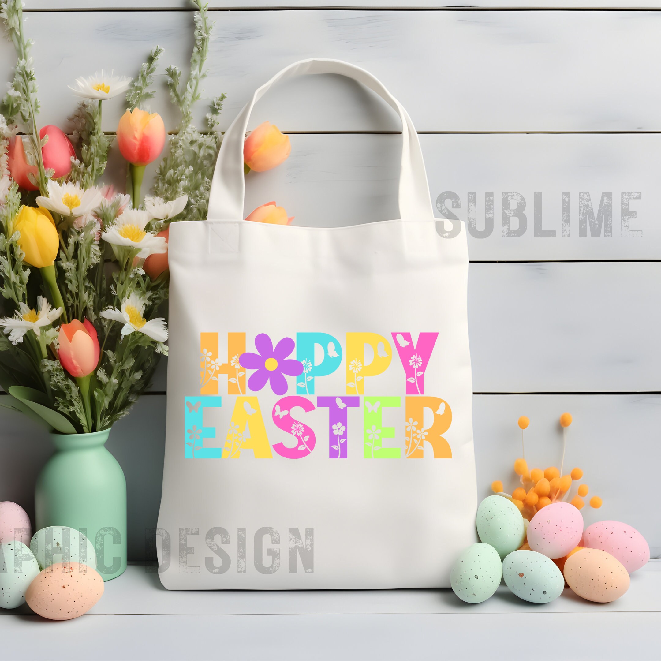Easter PNG Sublimation Design | Happy Easter PNG | Easter Flowers PNG ...