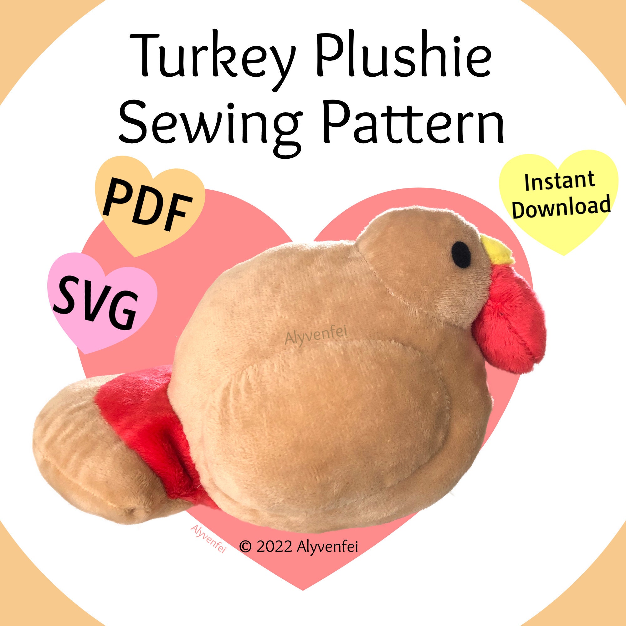 Turkey Plushie Sewing Pattern (PDF, SVG) and Instructions - Etsy
