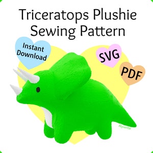 Triceratops Dinosaur Plushie Sewing Pattern PDF SVG With - Etsy