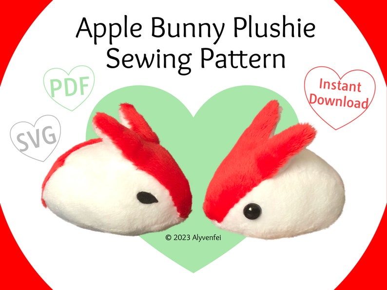 Apple Bunny Plushie Sewing Pattern PDF SVG With - Etsy
