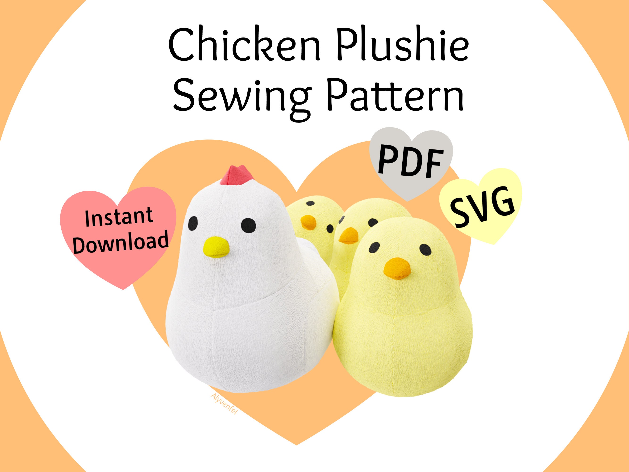 Chicken Plushie Sewing Pattern PDF SVG With Bonus Chick - Etsy UK