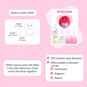 Birb Blob Plushie Sewing Pattern (PDF, SVG) With Instructions- Small ...