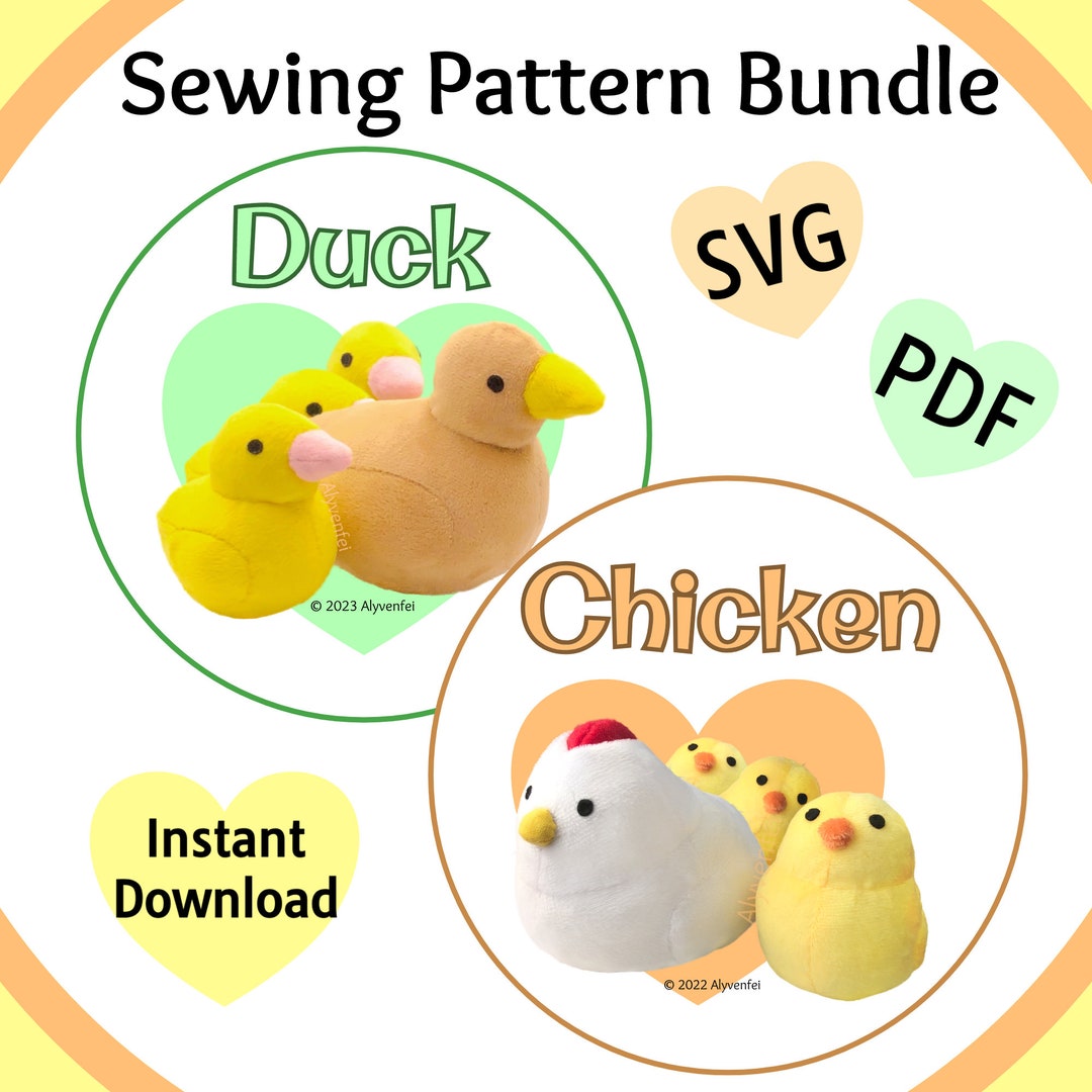 Bundle: Chicken and Duck Plushie Sewing Pattern and Instructions (PDF ...