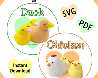 Chicken Plushie Sewing Pattern PDF, SVG With Bonus Chick and ...