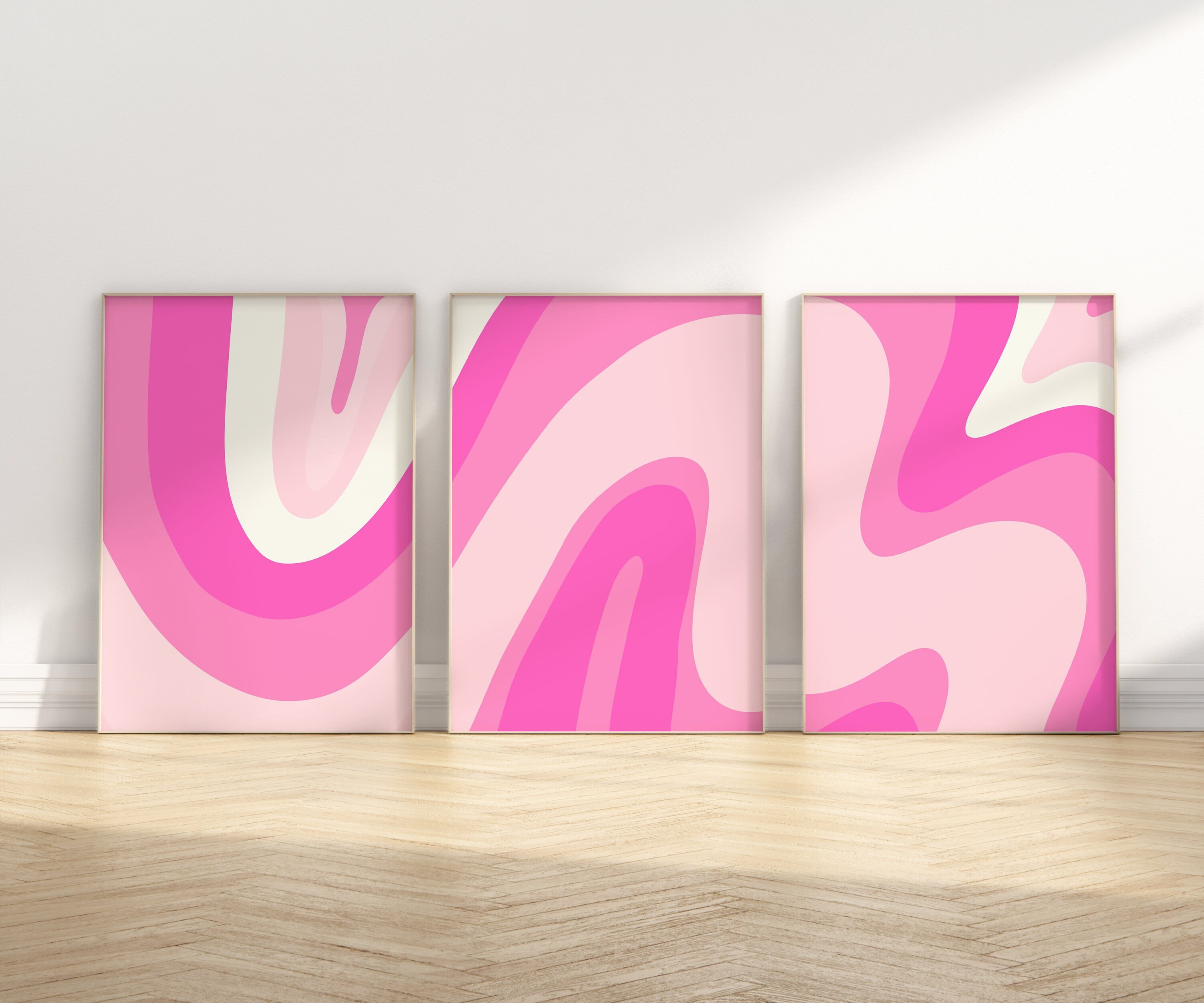 PRINTABLE Hot Pink Trendy Print Set of 3, Preppy Wall Poster, Baby Pink ...