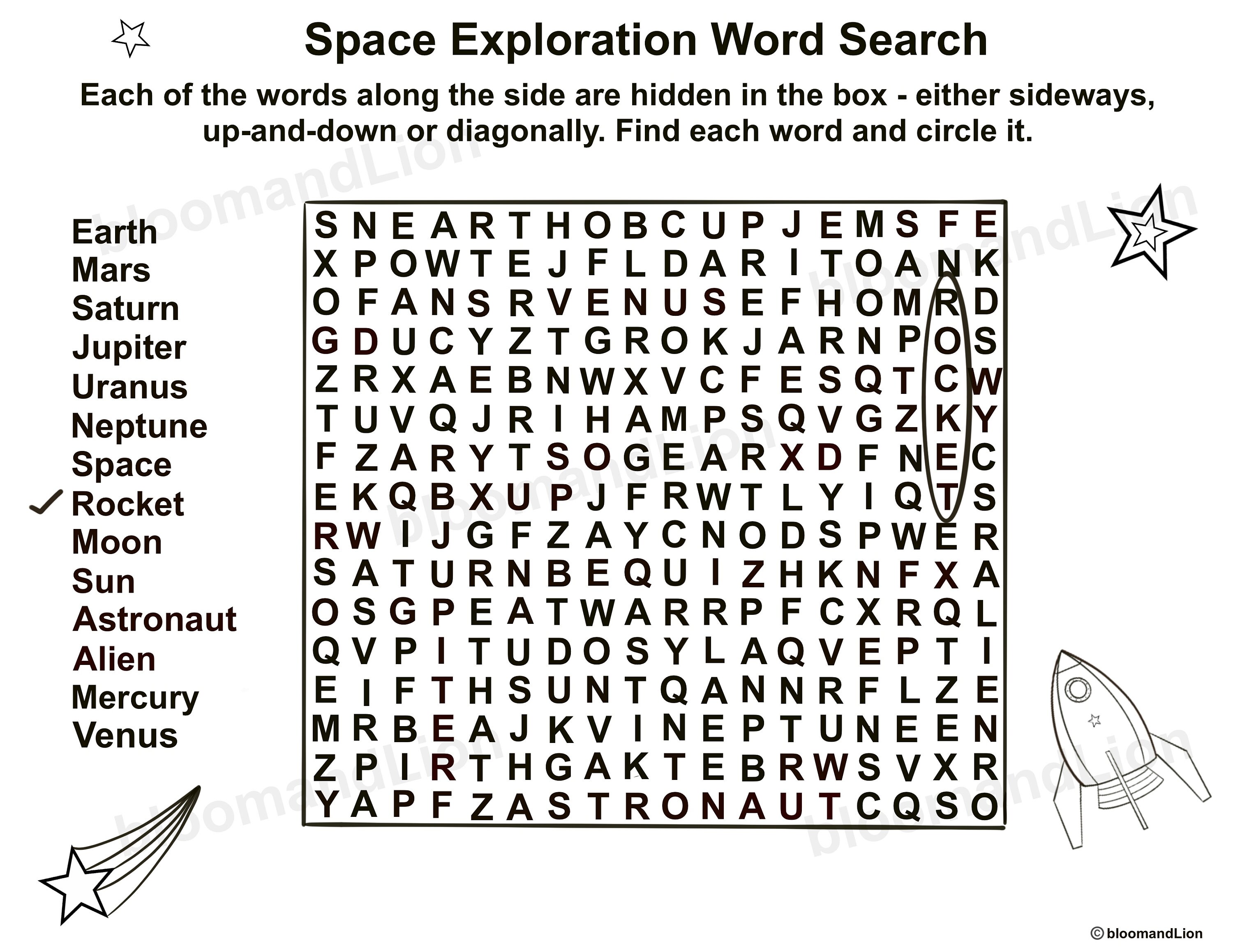 Space Exploration Word Search