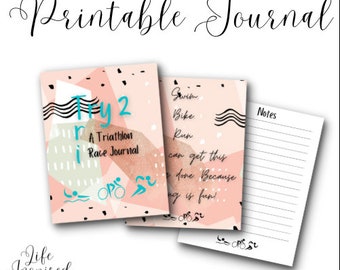 Printable Journal Cover and Pages // Triathlon Race Journal | Etsy