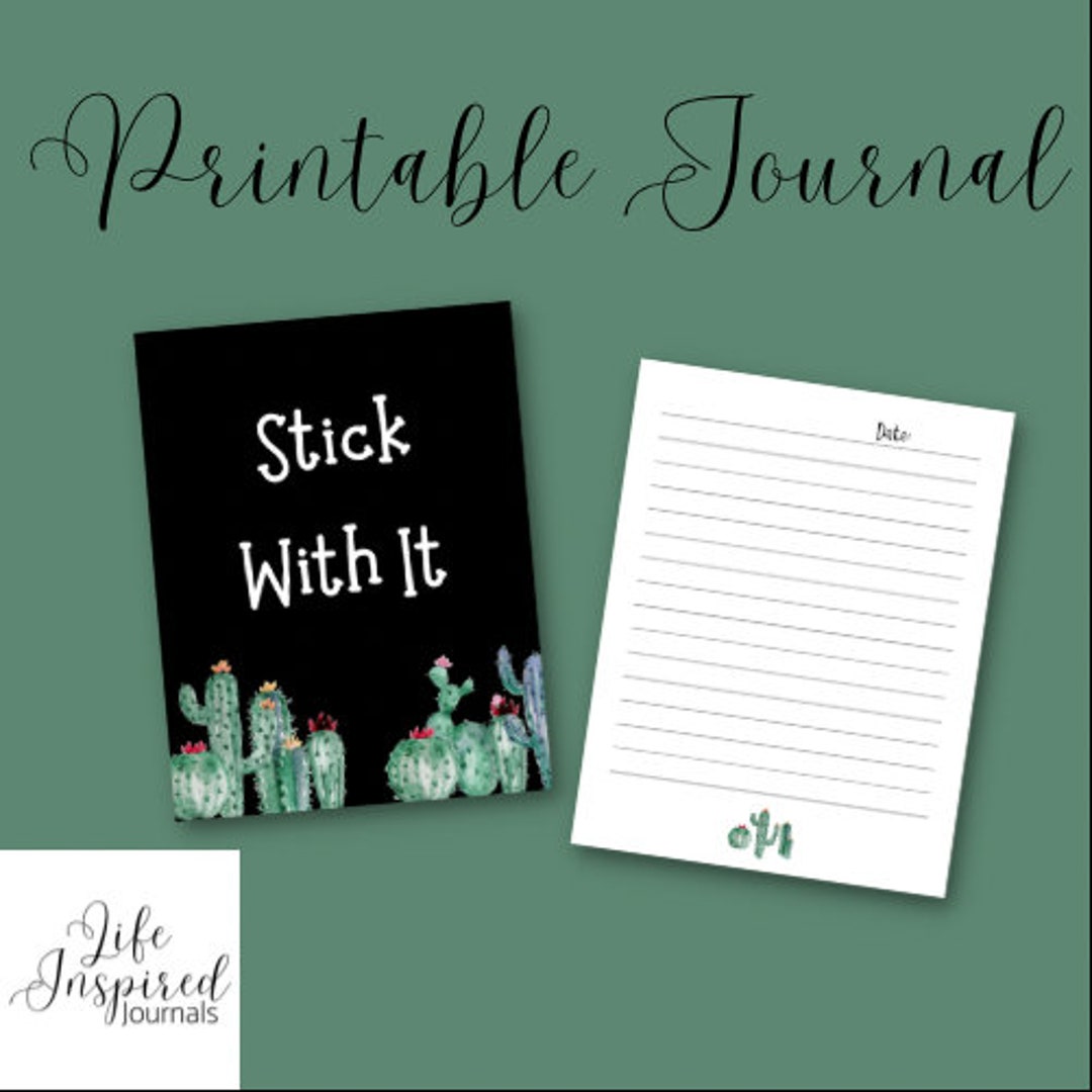 Printable Journal Cover and Pages // Stick With It // Cactus - Etsy