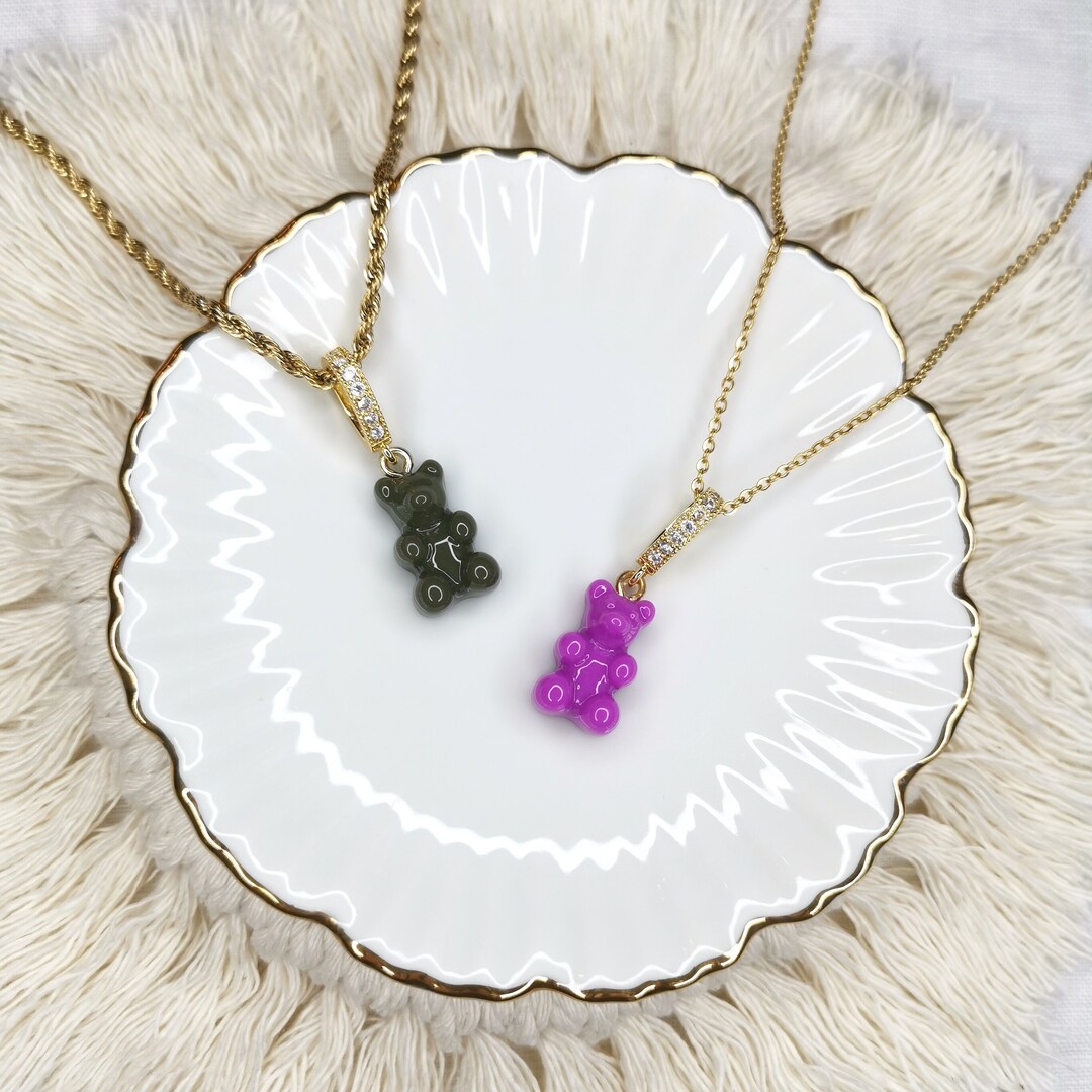 Teddy Necklace 18k Gold Plated Stainless Steel Chain Teddy - Etsy