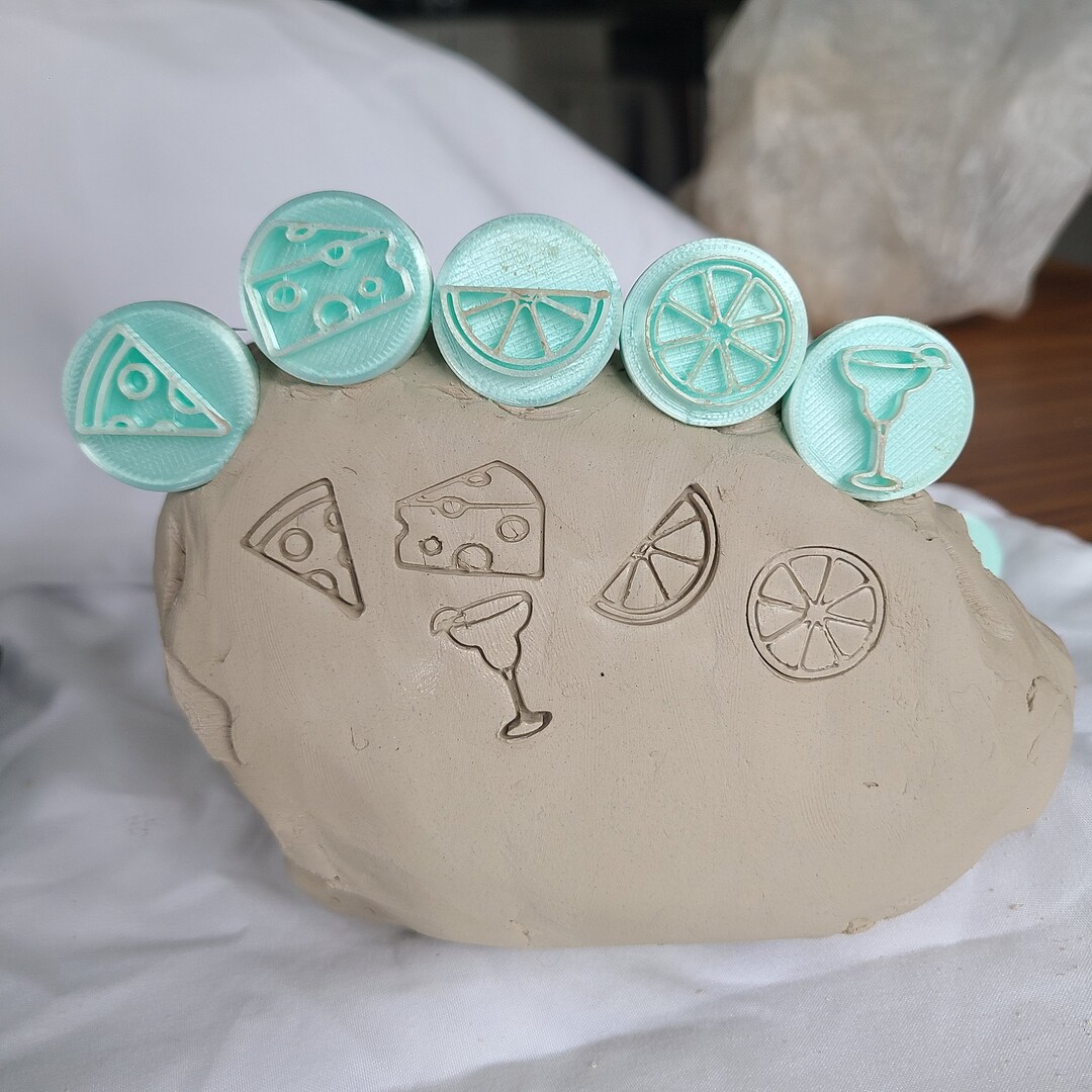Food Pottery Stamp Set With Holder, Food/drink Clay Stamps, Clay Stamp ...