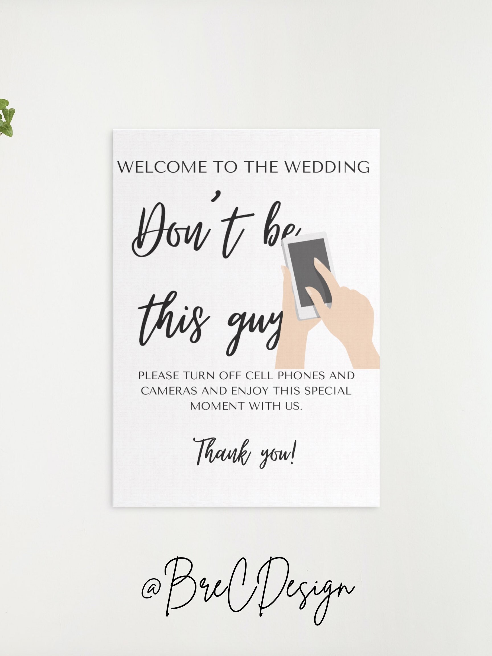 Unplugged Ceremony Sign for Wedding - Don’t Be This Guy - Etsy UK
