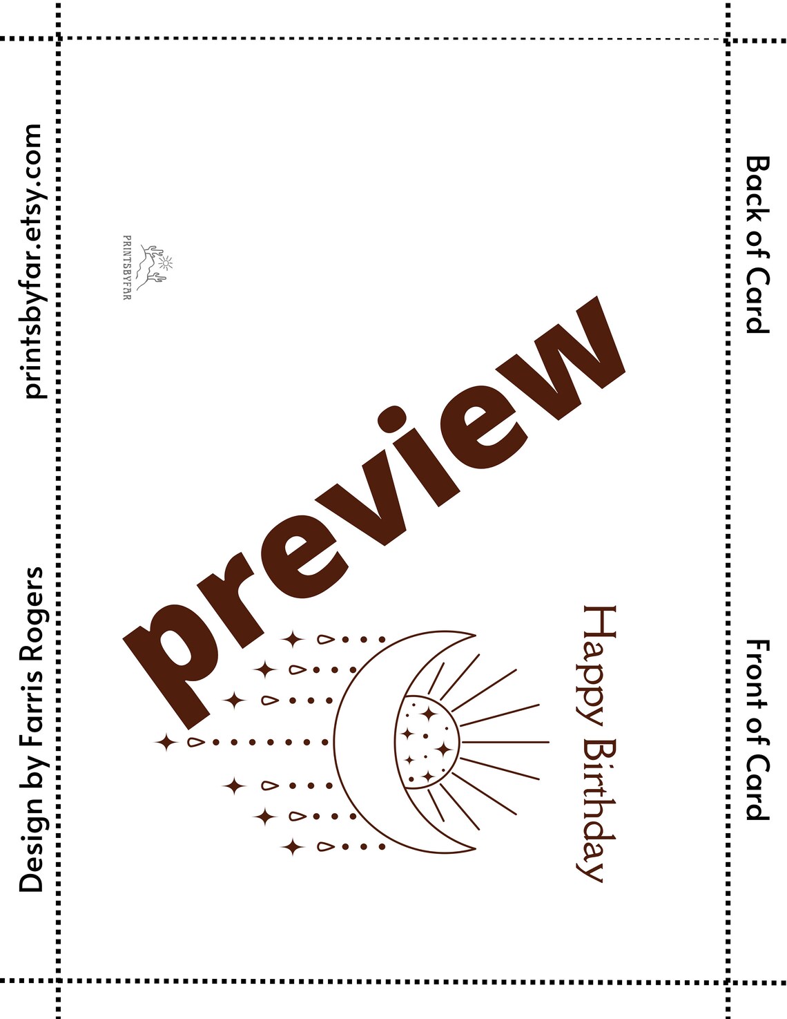 Printable Happy Birthday Sun, Moon & Stars Card, Print at Home, Digital ...