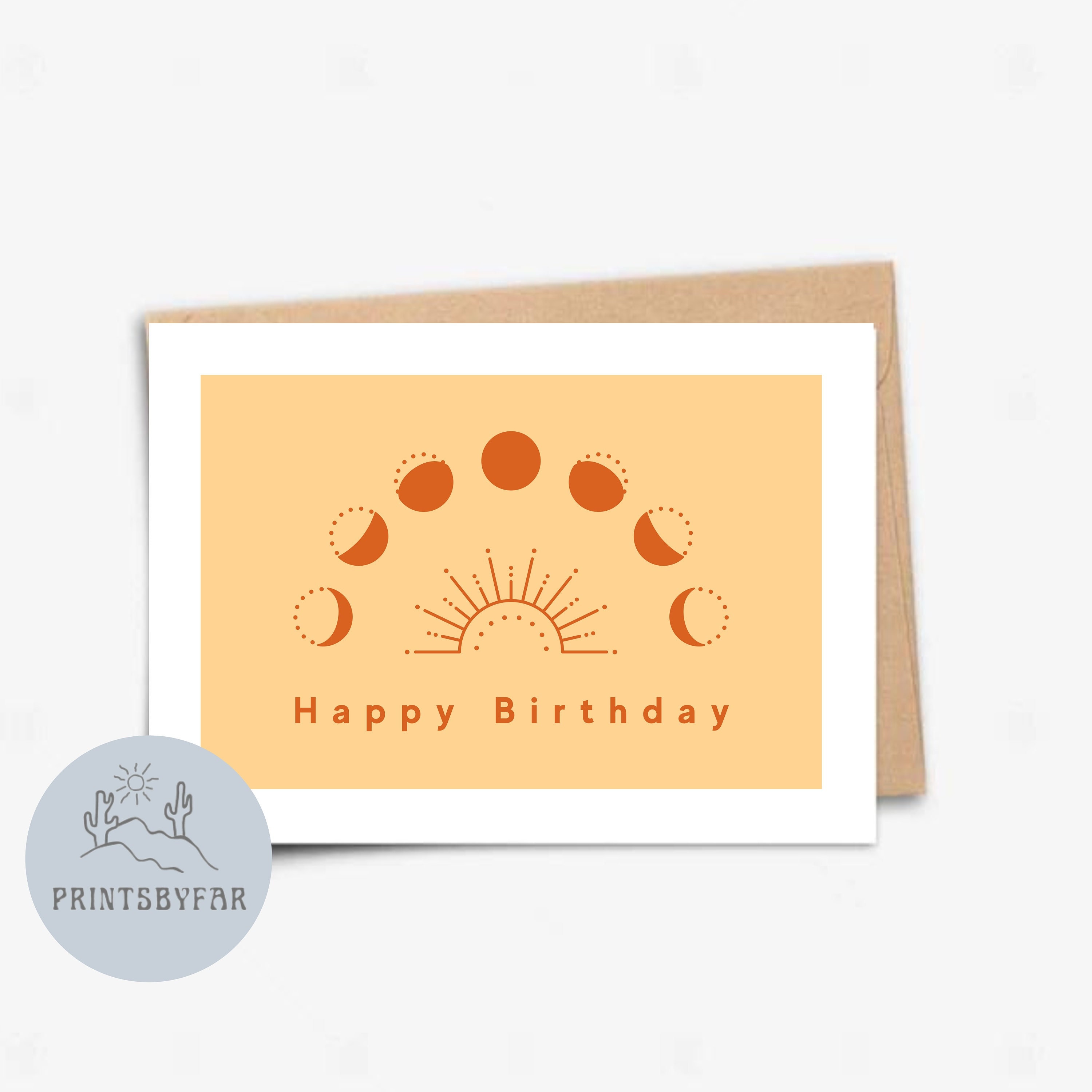 Printable Happy Birthday Moon Phase Card, Print at Home, Digital ...