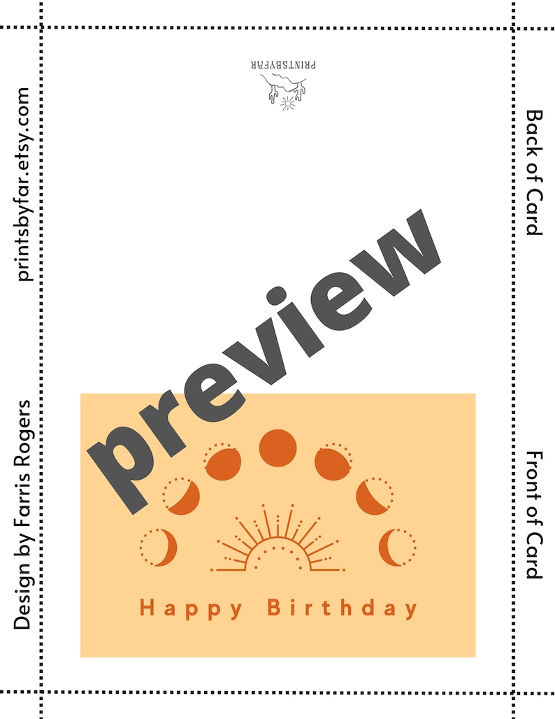 Printable Happy Birthday Moon Phase Card, Print at Home, Digital ...