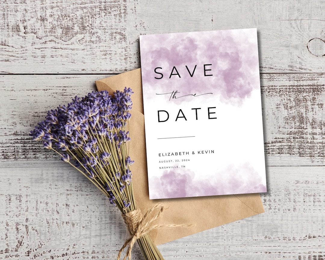 Purple Save the Date, Editable Instant Download, Purple Watercolor - Etsy