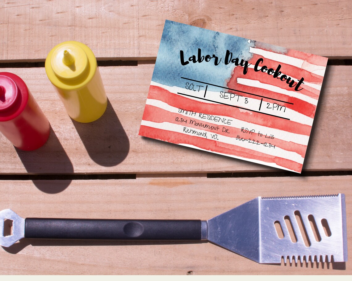 Labor Day Cookout Invitation, Backyard Cookout Invitation, Printable ...