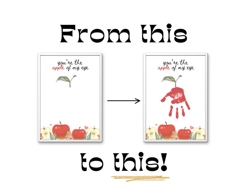 Apple Handprint Craft, Printable Keepsake for Kids, Fall Activity, DIY ...