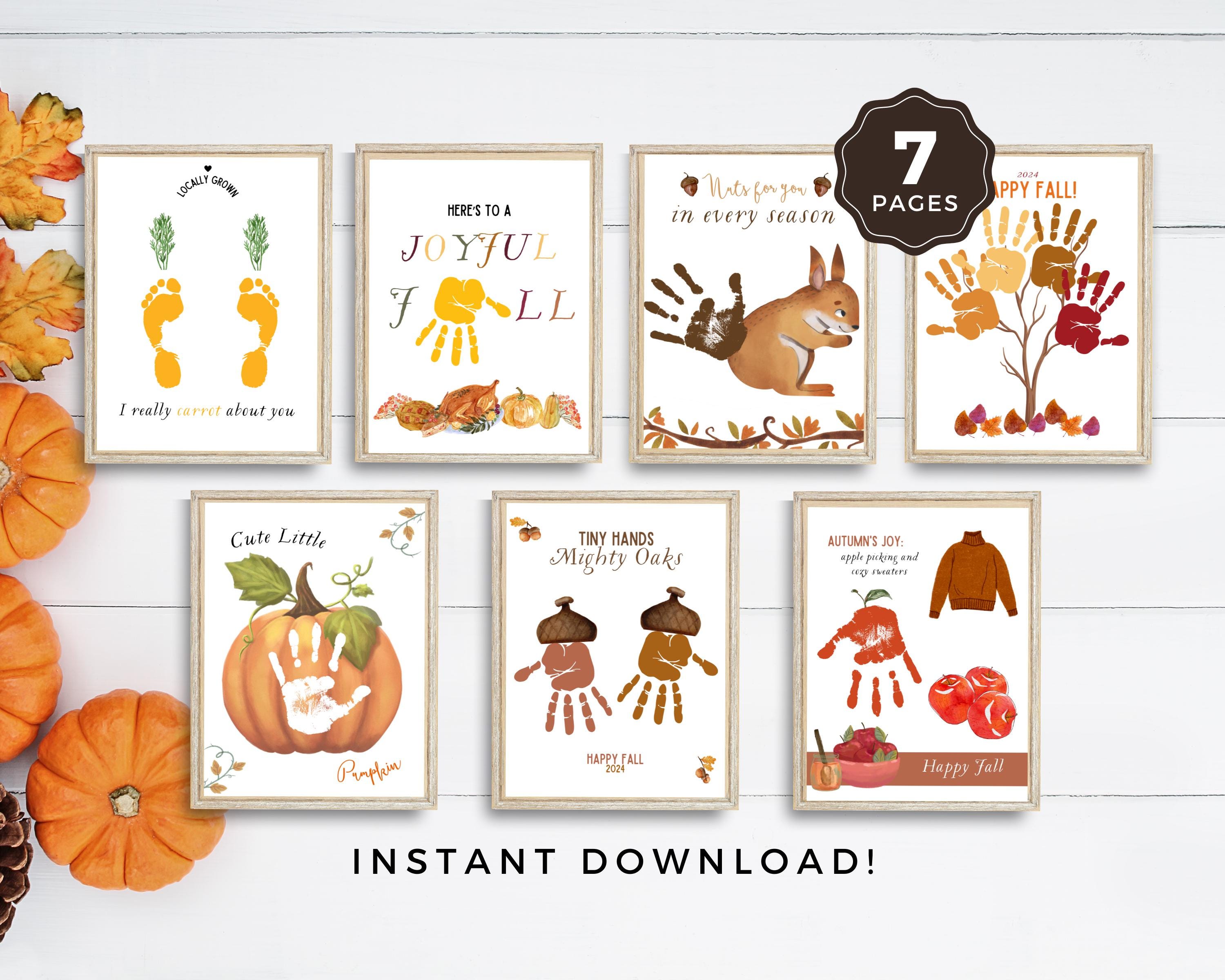 Fall Handprint Art Bundle, Printable Autumn Crafts (digital Download ...