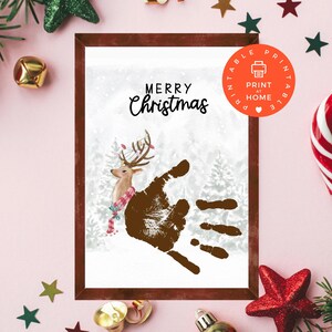 Reindeer Handprint Art Printable, Christmas Craft for Kids, DIY ...