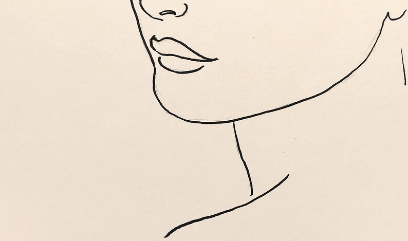 Original Drawing Simple Line Portrait of an Elegant Woman - Etsy