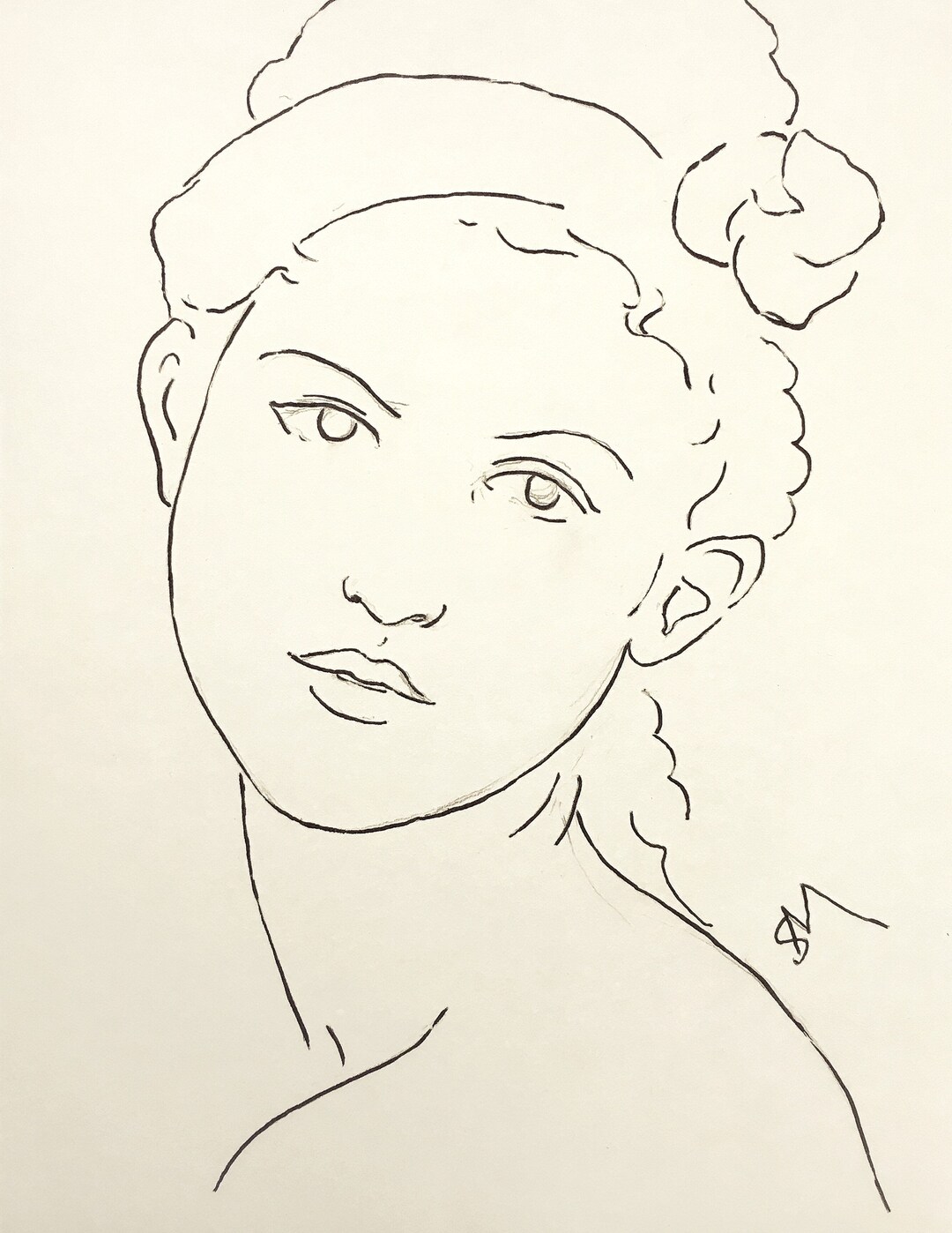Original Handmade Line Art, Drawing of a Young Woman, Fashion Style ...