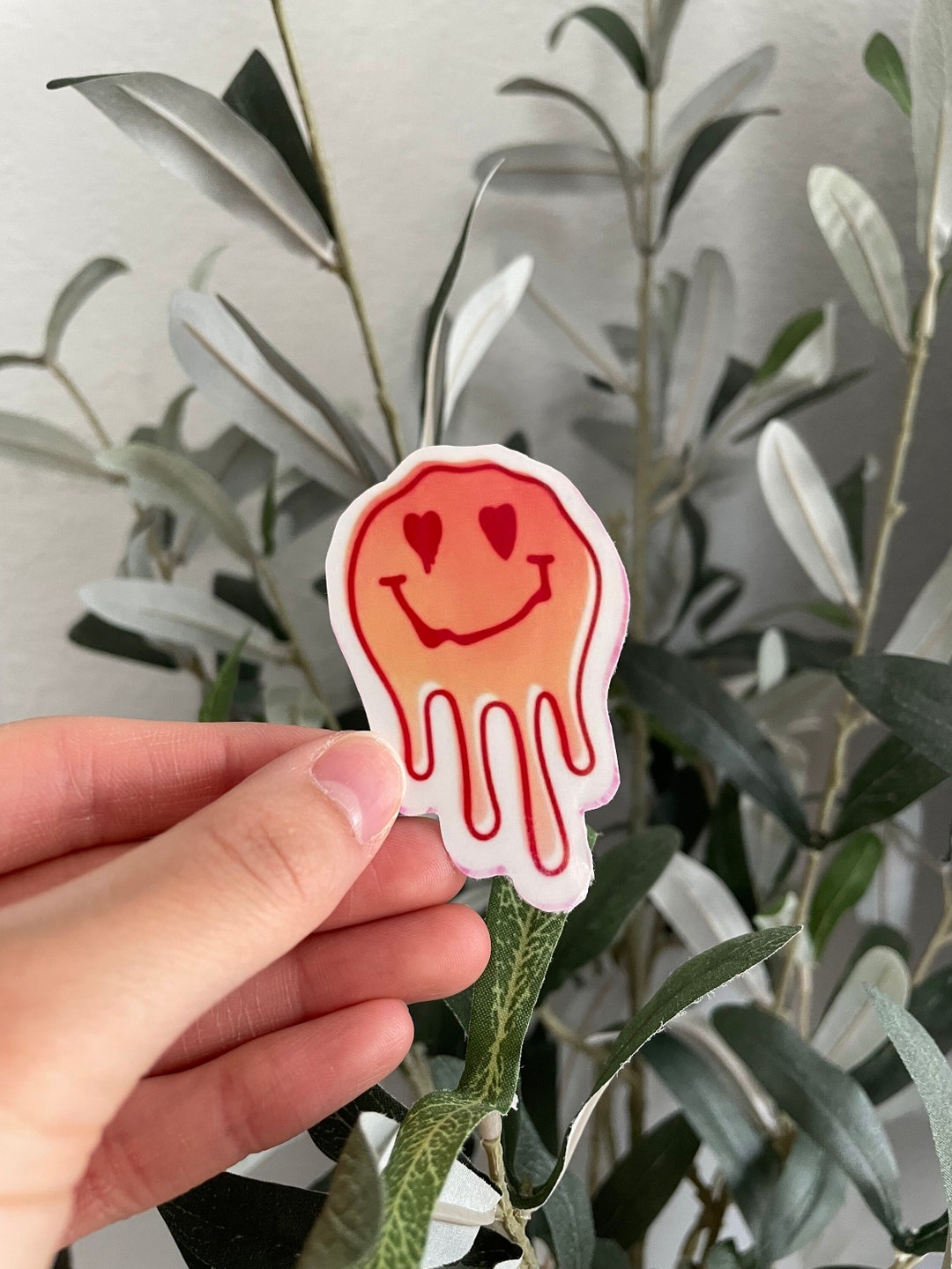 Heart Eye Melting Smiley Face Weatherproof Sticker - Etsy