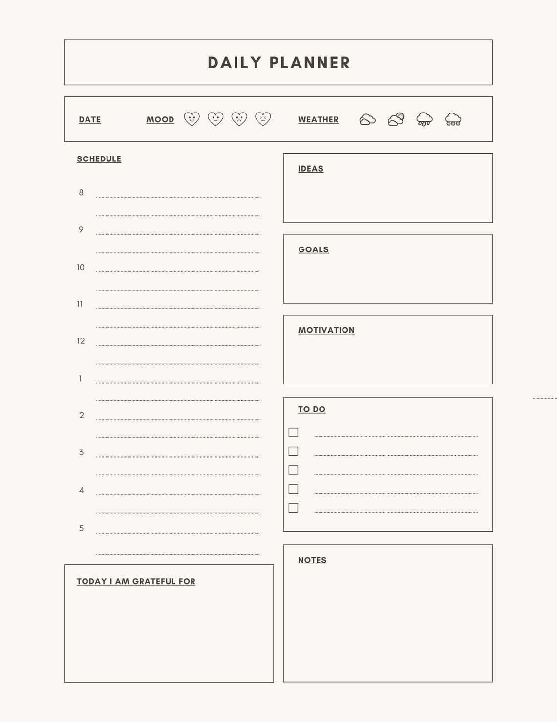 Digital Daily Planner, Daily Planner Printable, Daily Schedule, Hourly ...