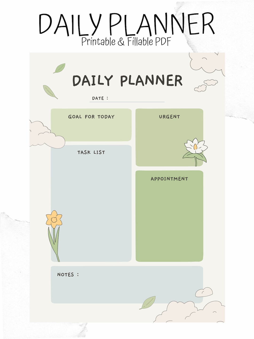Daily Planner, Undated Daily Planner, Printable Planner, Digital ...