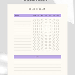 Habit Tracker, Printable Habit Tracker, Weekly Habit Tracker, Digital ...
