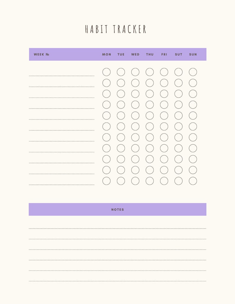 Habit Tracker, Printable Habit Tracker, Weekly Habit Tracker, Digital ...