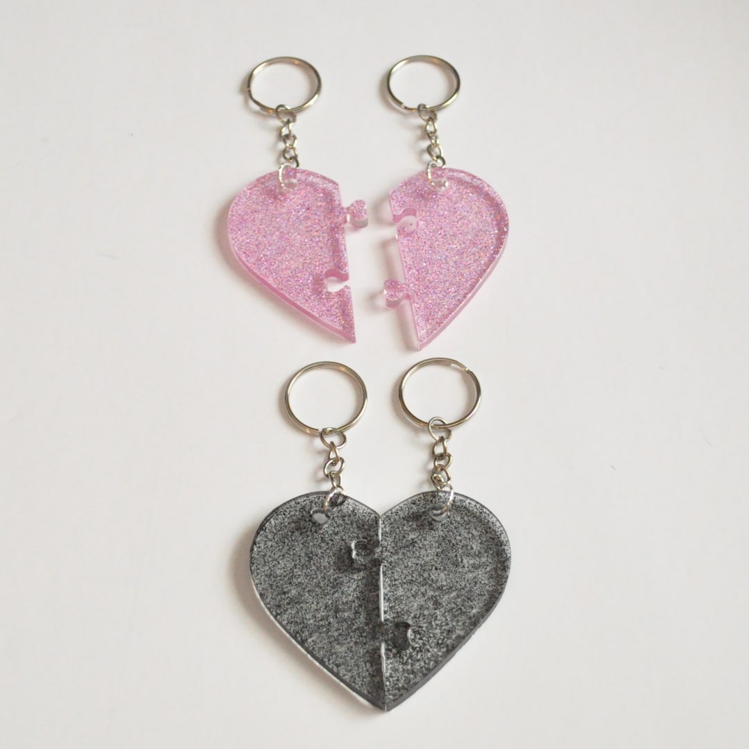 Resin Couple/friendship Two Halves Heart Keychain - Etsy