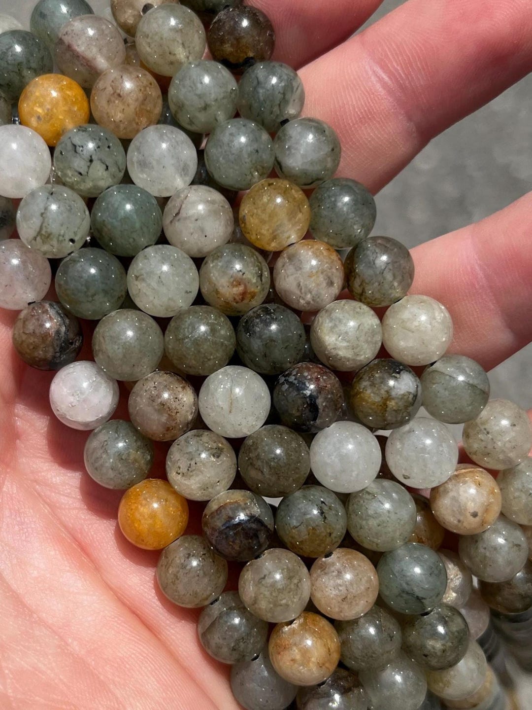 8mm Phantom Lodolite Beads - Natural Stone - Full Strand - 15" - Etsy