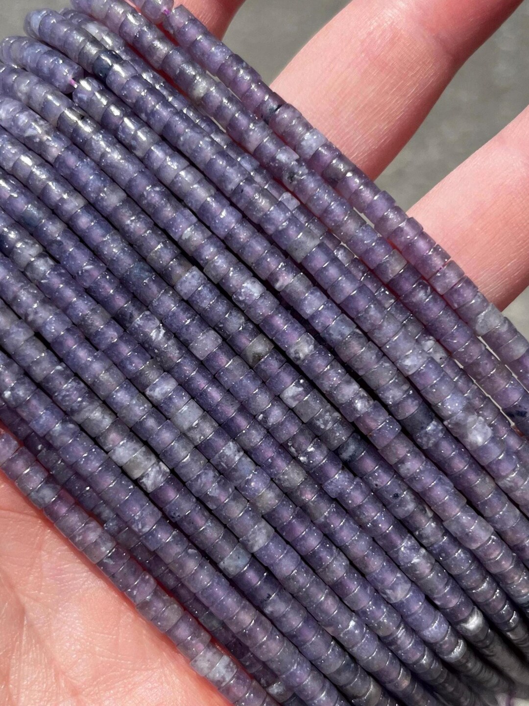 2mm X 4mm Jelly Lepidolite Heishi Beads - Natural Stone - Full Strand ...