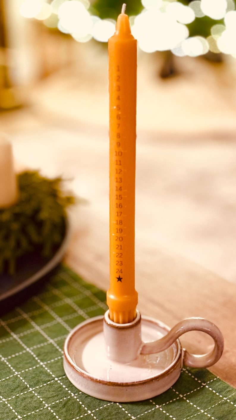 Beeswax Advent Candle | Scandinavian Christmas Countdown Taper - Etsy