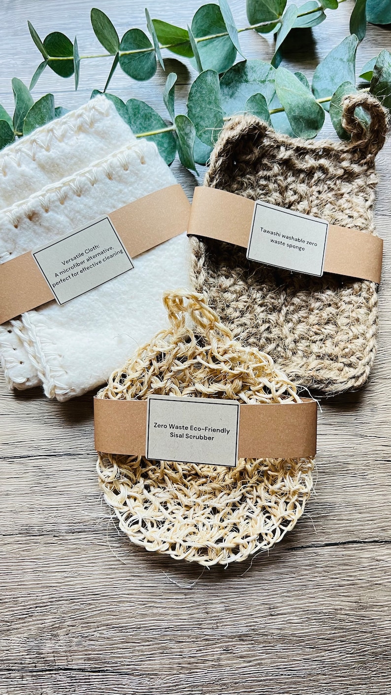Handmade Crochet Kitchen Cleaning Set: Eco-friendly Cotton Scrubber - Etsy