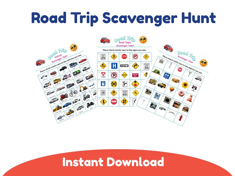 Road Trip Scavenger Hunt Printable | Kids Travel Activity Game (PDF) - Etsy