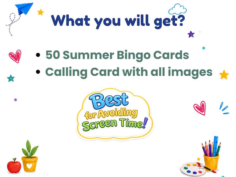 Summer Bingo Game Printable for Kids With 50 Bingo Cards & Calling ...