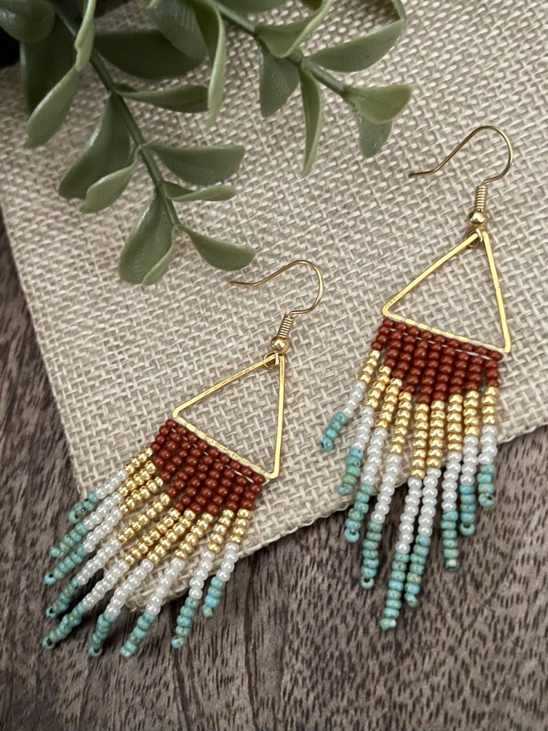 Turquoise and Brown Triangle Fringe - Etsy