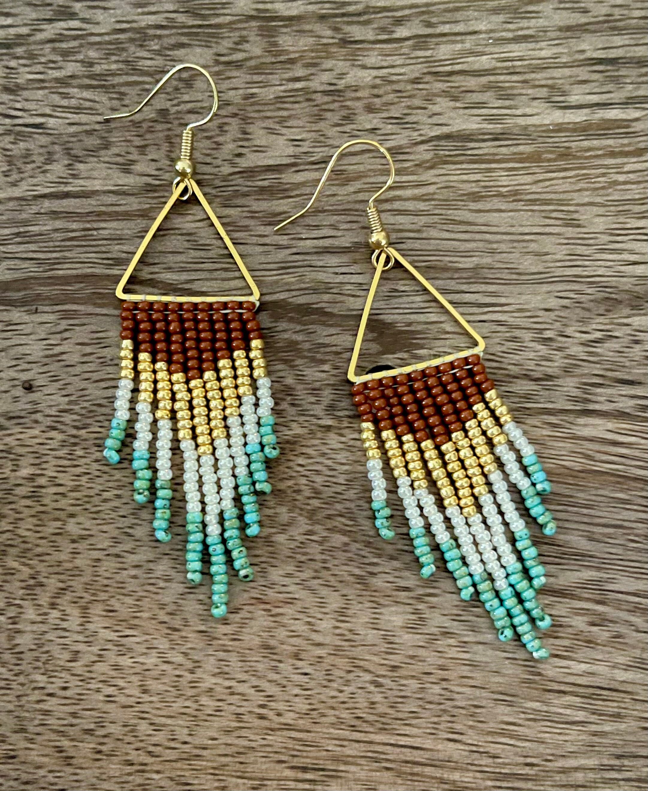 Turquoise and Brown Triangle Fringe - Etsy