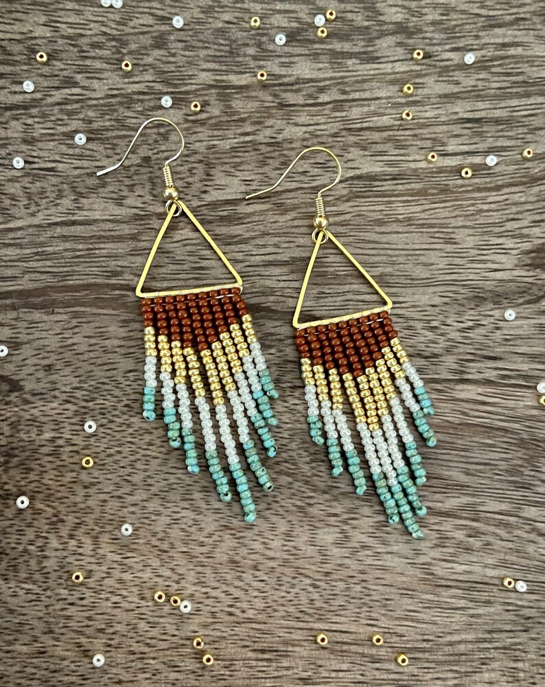 Turquoise and Brown Triangle Fringe - Etsy
