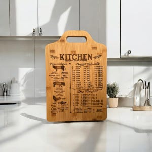 Engraved Kitchen Conversion Bamboo Cutting Board Engraved Kitchen ...