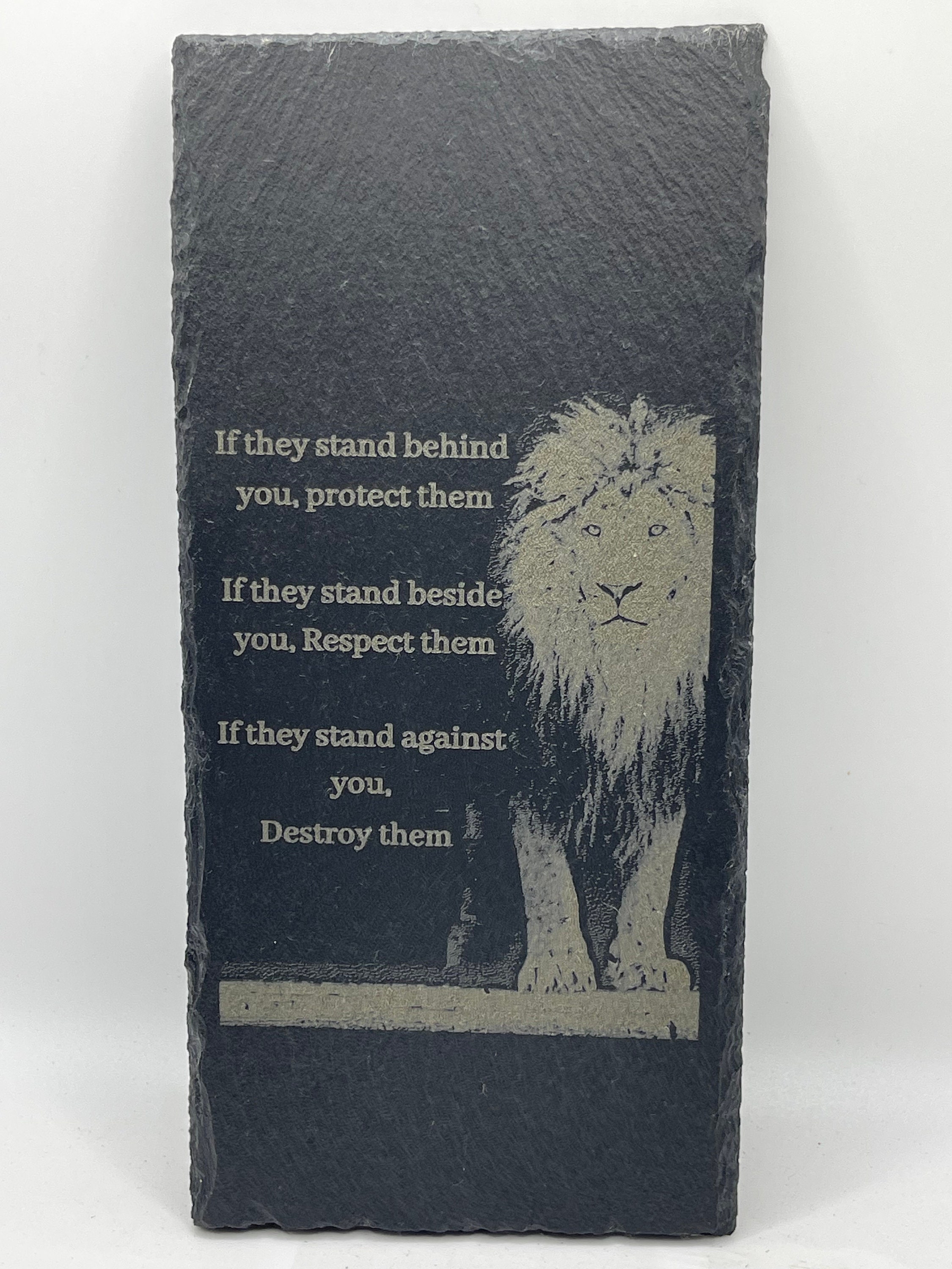 Laser Engraved Slate Charcuterie Board Motivational Gift Lion Engraved ...
