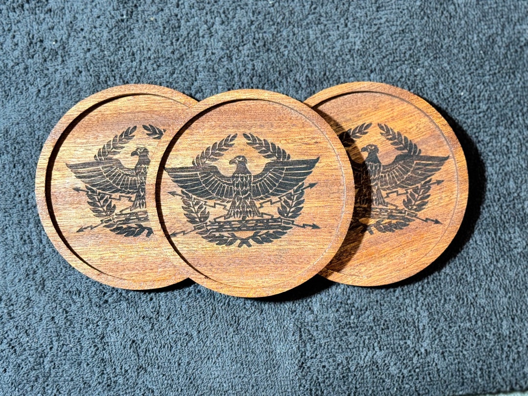 Custom Engraved Wood Coaster Set Gift for Dad Patriotic Gift Symbol of ...